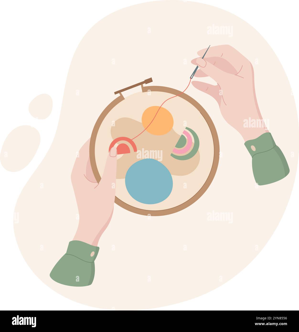 Woman hands sewing sew Stock Vector Images - Alamy