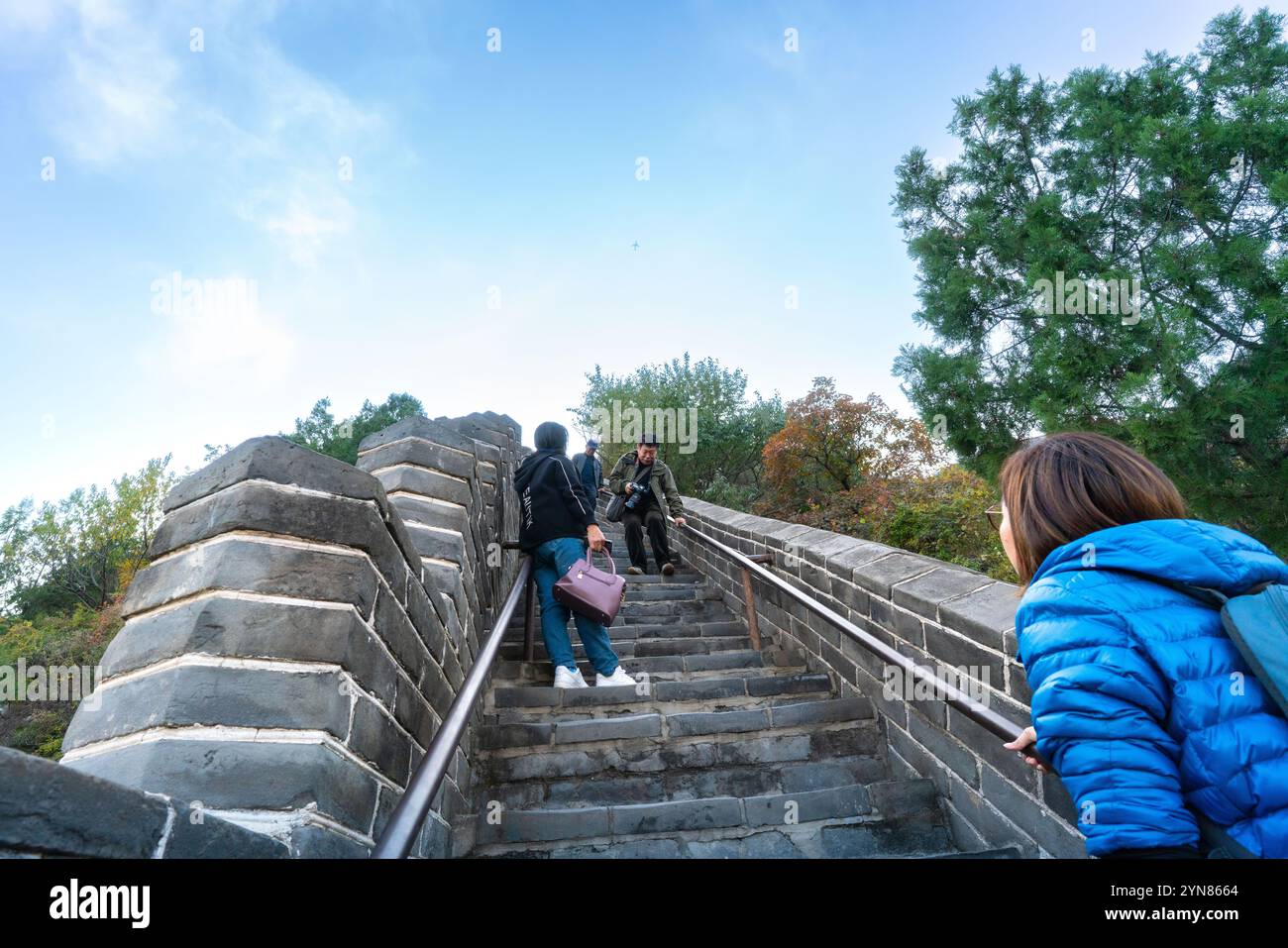 Beijing, China - Oct 23rd, 2024: Tourists climbing up the Juyongguan ...