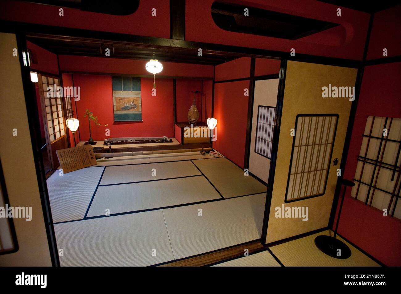 Interior view of the Ochaya Shima historical geisha house in the ...