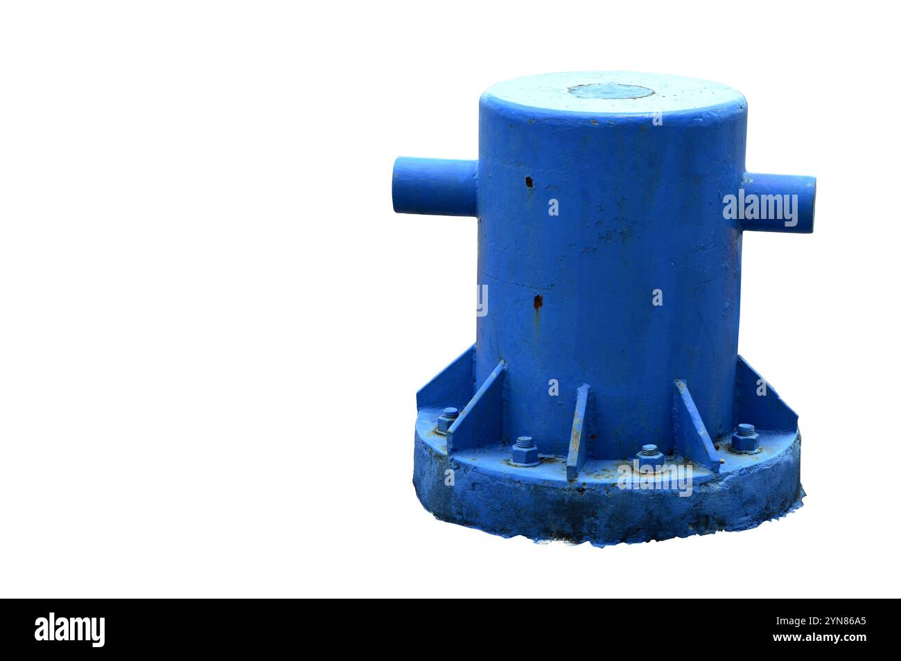 blue mooring bollard isolated on white background Stock Photo - Alamy