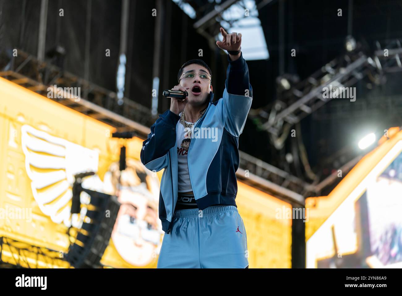 Mexican singer El Malilla performs during the Coca-Cola Flow Fest music ...