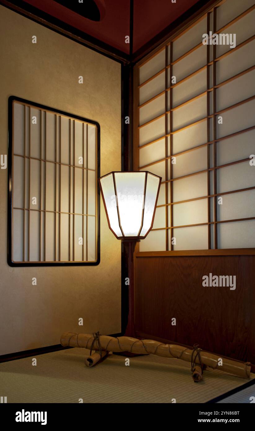 Interior view of the Ochaya Shima historical geisha house in the ...