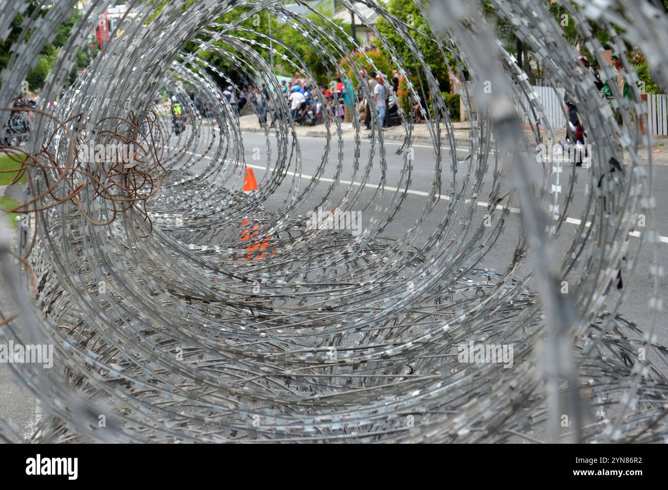 iron wire barricades Stock Photo - Alamy