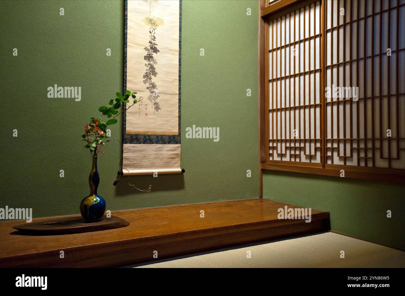 Interior view of the Ochaya Shima historical geisha house in the ...
