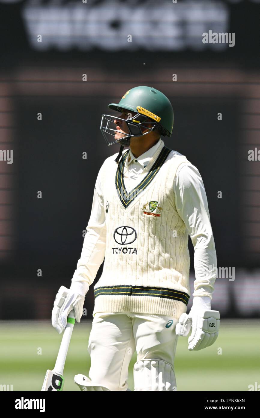 Perth, Australia. 25th Nov, 2024. Usman Khawaja of Australia walks from ...