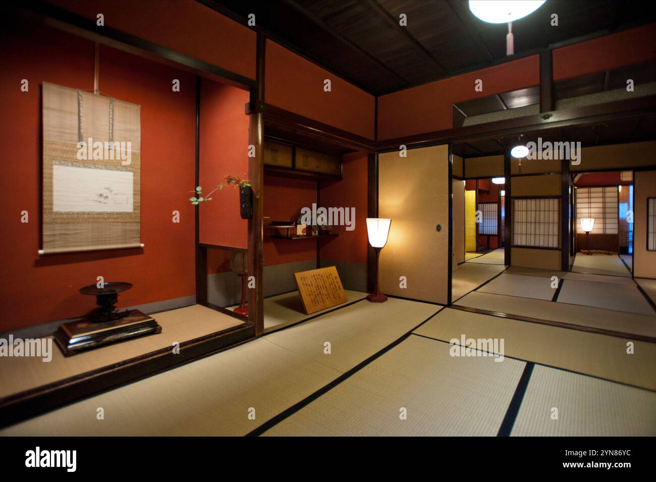 Interior view of the Ochaya Shima historical geisha house in the ...