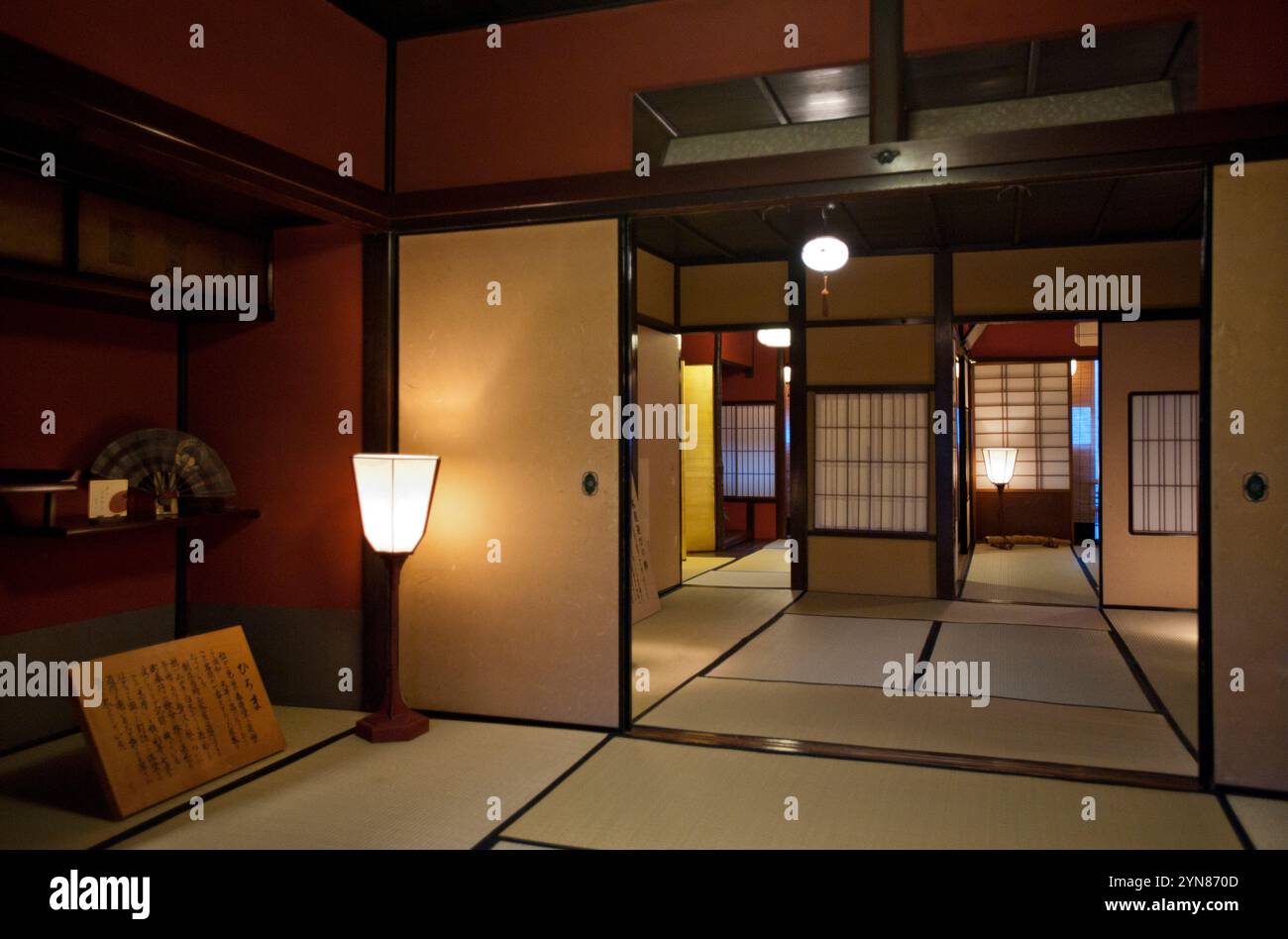 Interior view of the Ochaya Shima historical geisha house in the ...