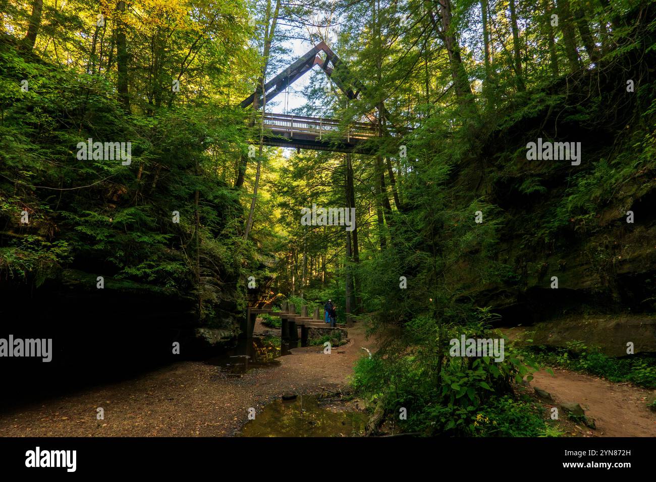 Logan OH - September 9, 2024: A-Frame Bridge in Lush Forest at Hocking ...