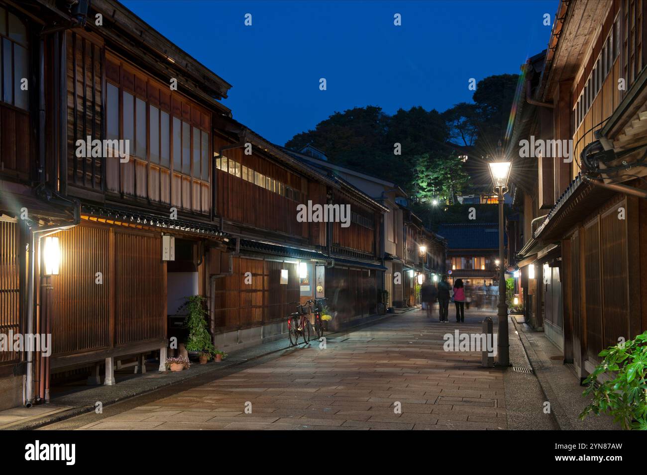 The old historic Higashi Chaya-gai tea house district in Kanazawa ...