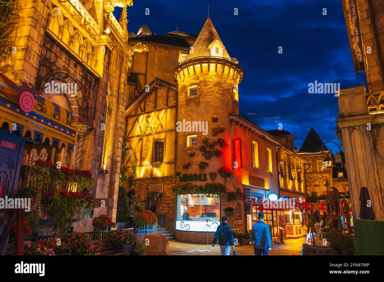 Street of the medieval stone city in Ba Na Hills Park in Da Nang in ...