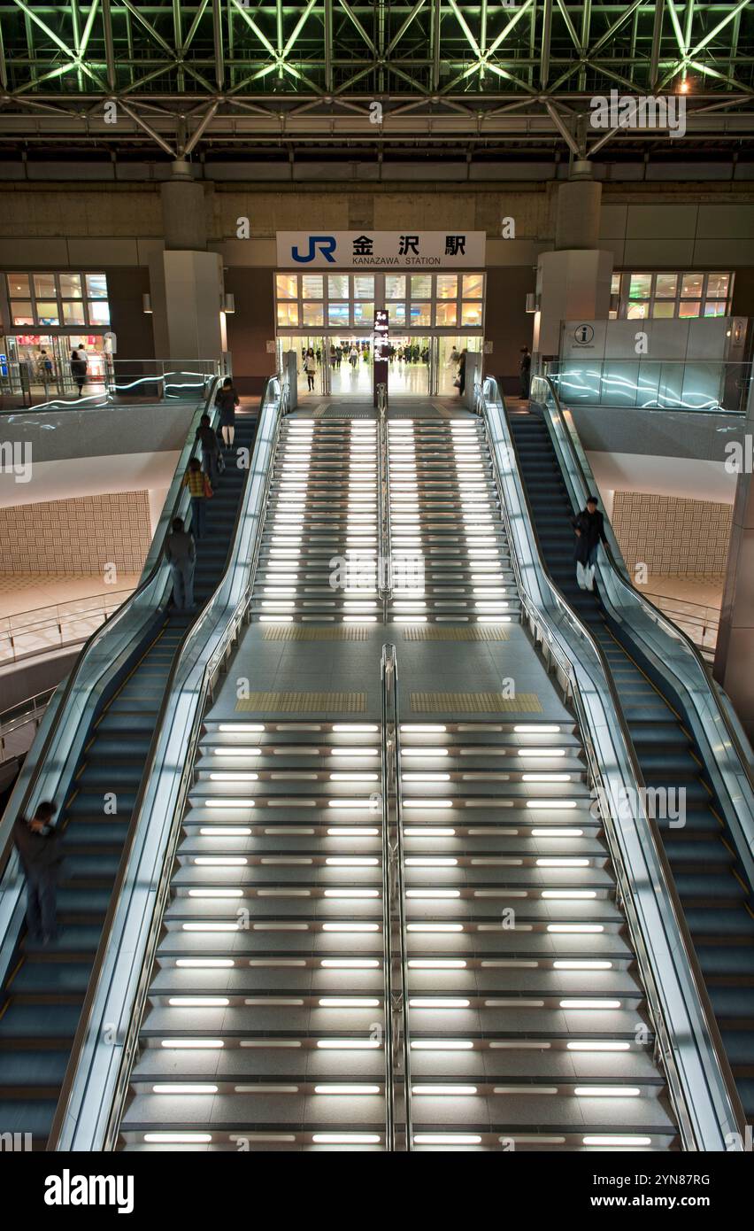 The grand illuminated stairway and escalator approach to the main ...