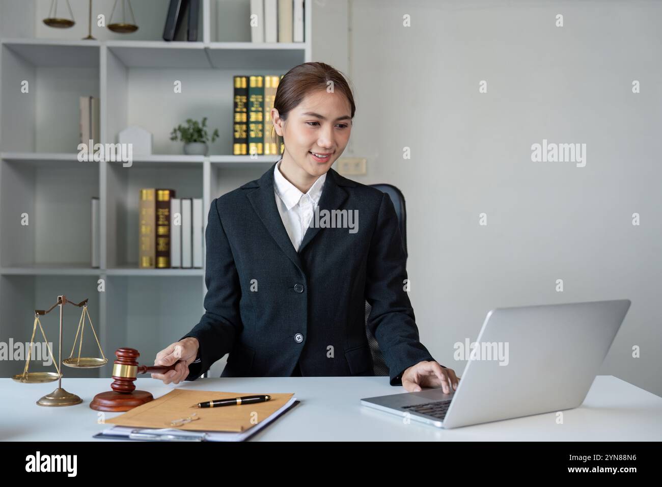 Lawyer working scales gavel on hi-res stock photography and images - Alamy