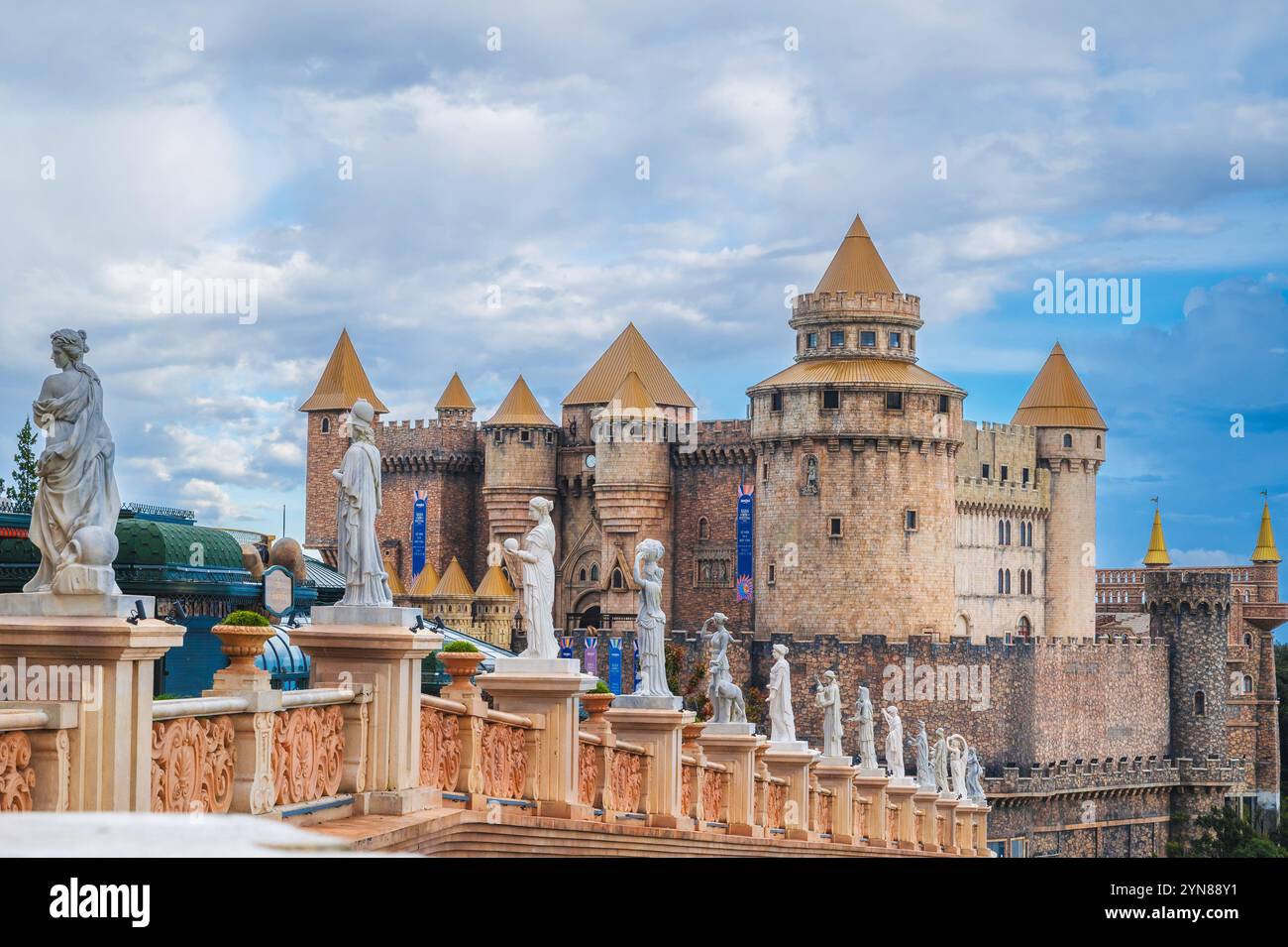 A beautiful modern medieval-style castle in the Ba Na Hills amusement ...