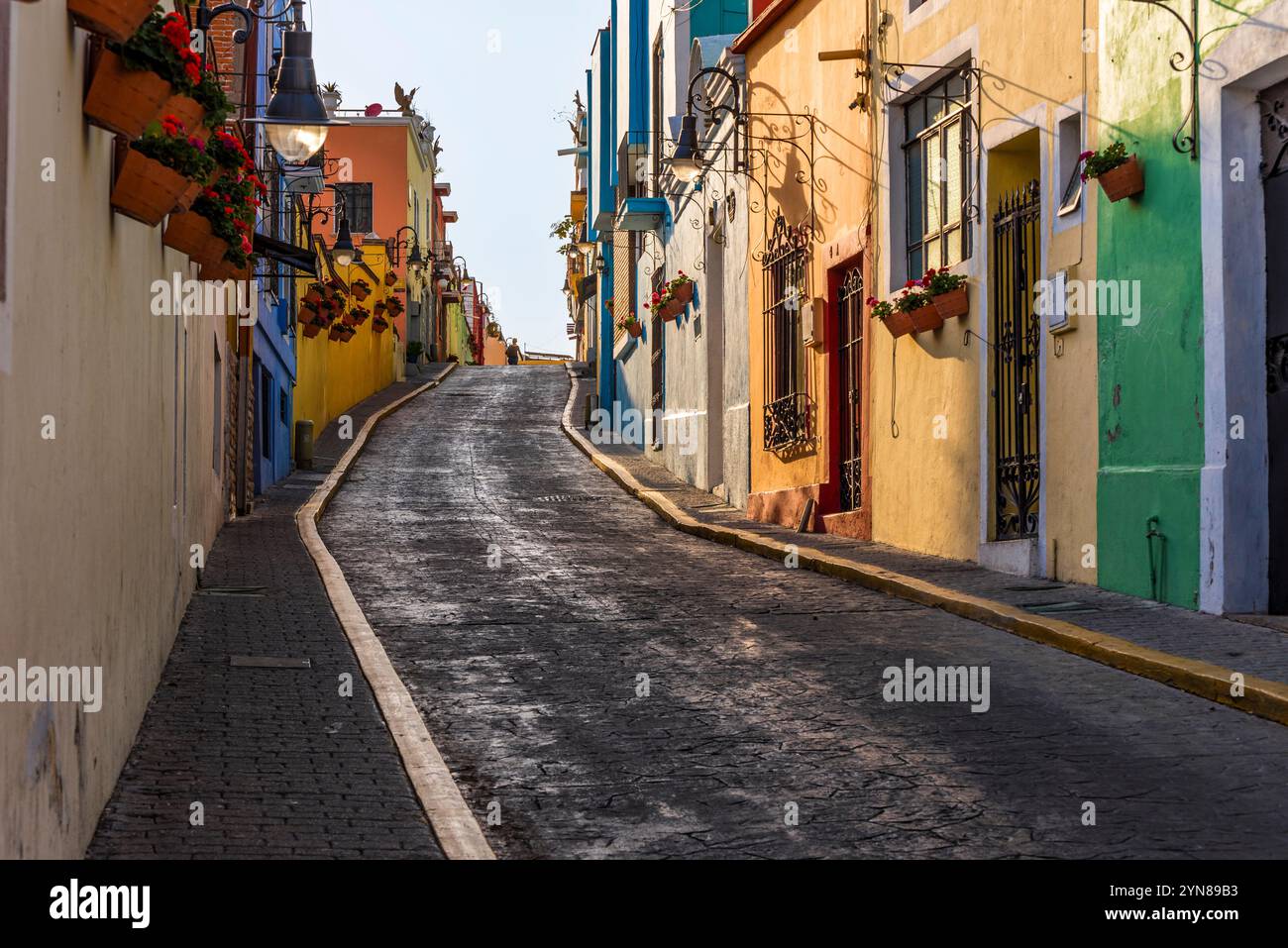 Colorful street in Atlixco Mexico Stock Photo - Alamy