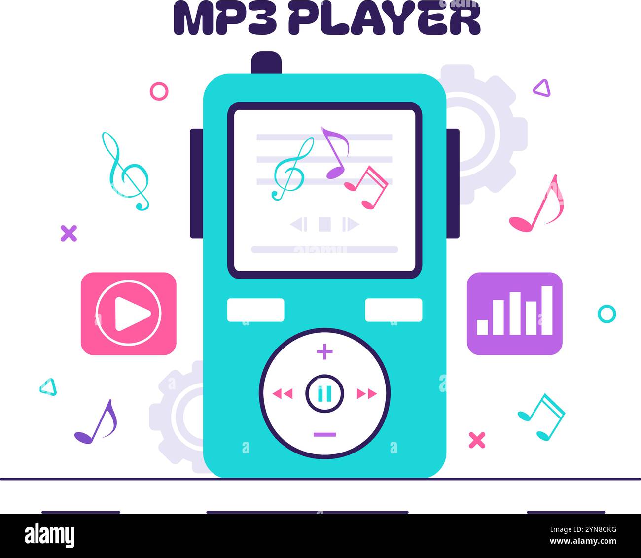 Mp3 player vector illustration with musical notation hi-res stock ...