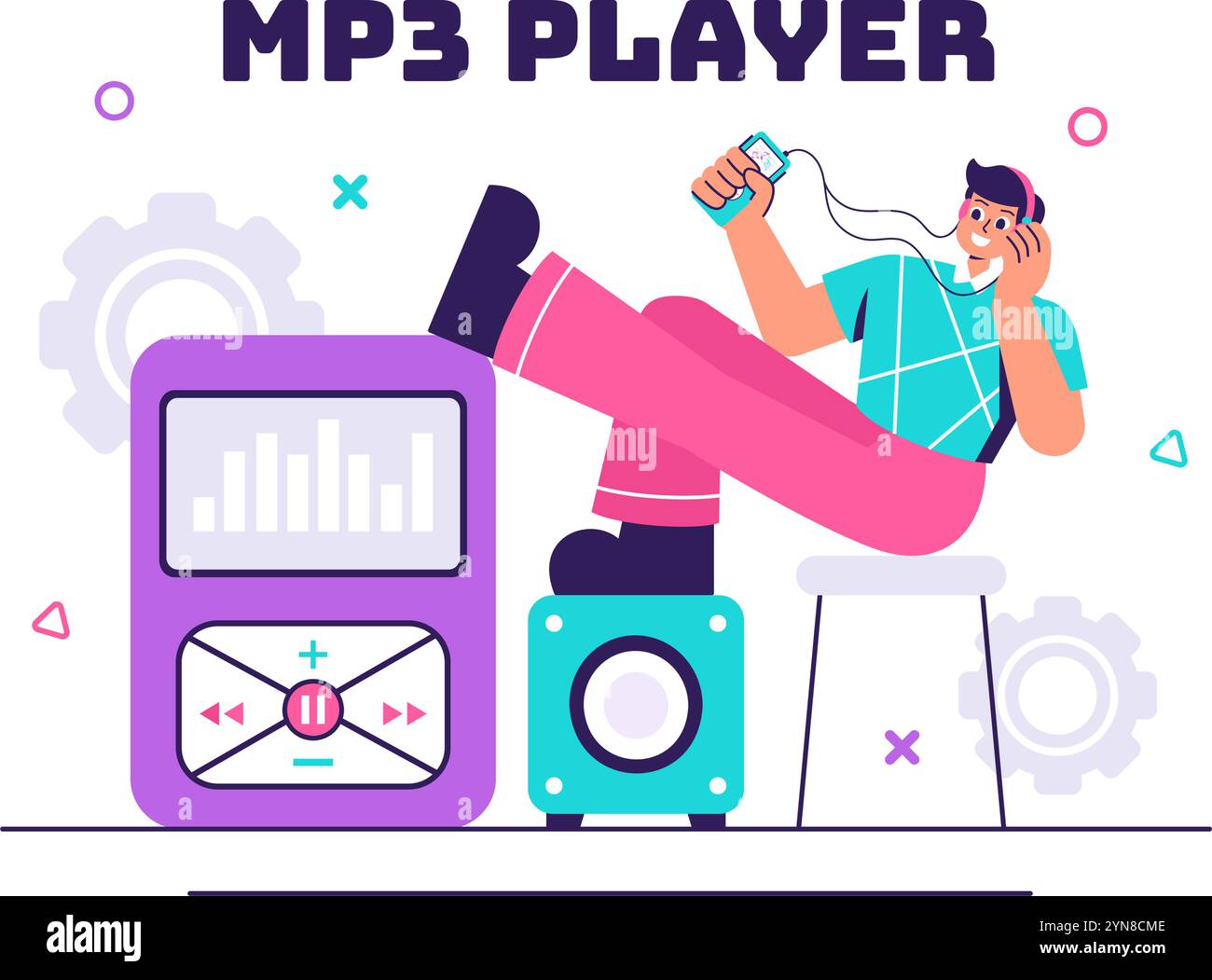 Mp3 player vector illustration with musical notation hi-res stock ...