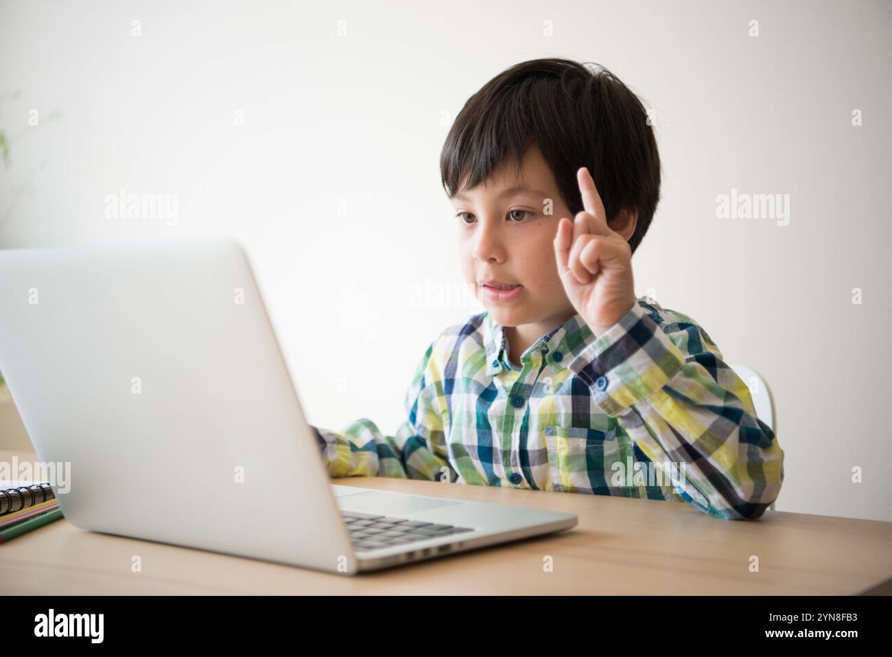 Boys operating a computer Stock Photo - Alamy