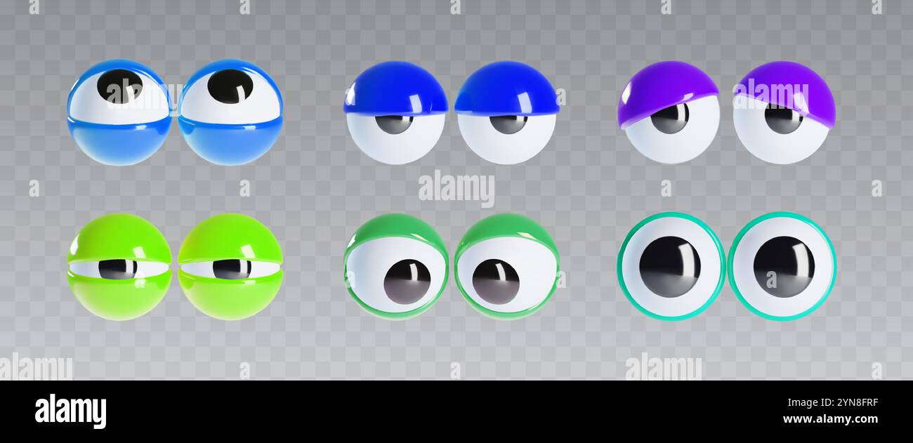 Googly eyes set isolated on transparent background. Vector realistic ...