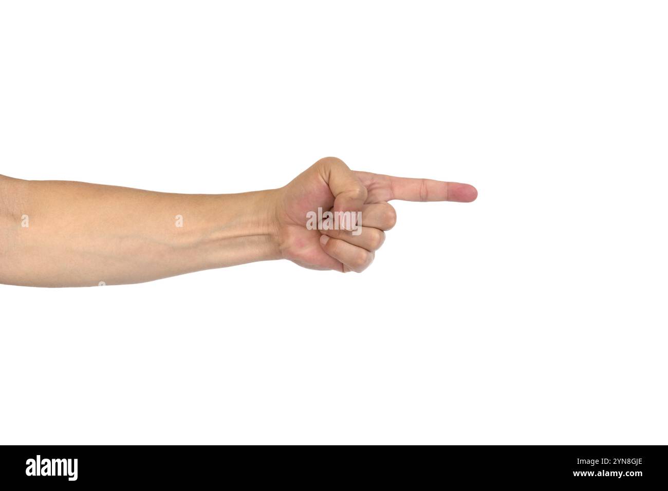 Middle-aged man's hand Pointing pose Stock Photo - Alamy