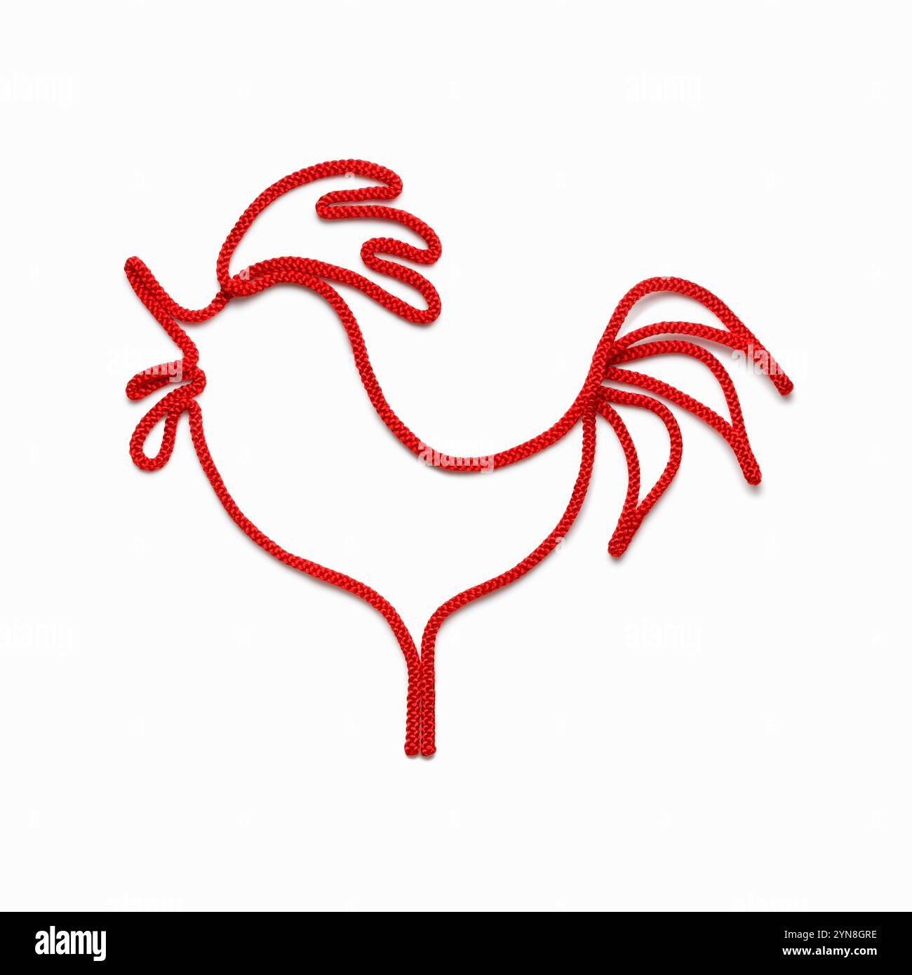 Image of a chicken (rooster) made with red string Stock Photo - Alamy
