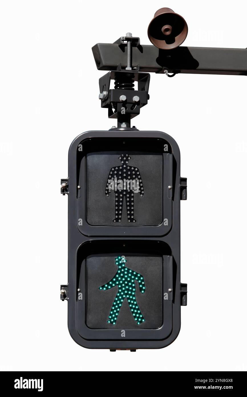 Blue lighted pedestrian signal Stock Photo - Alamy