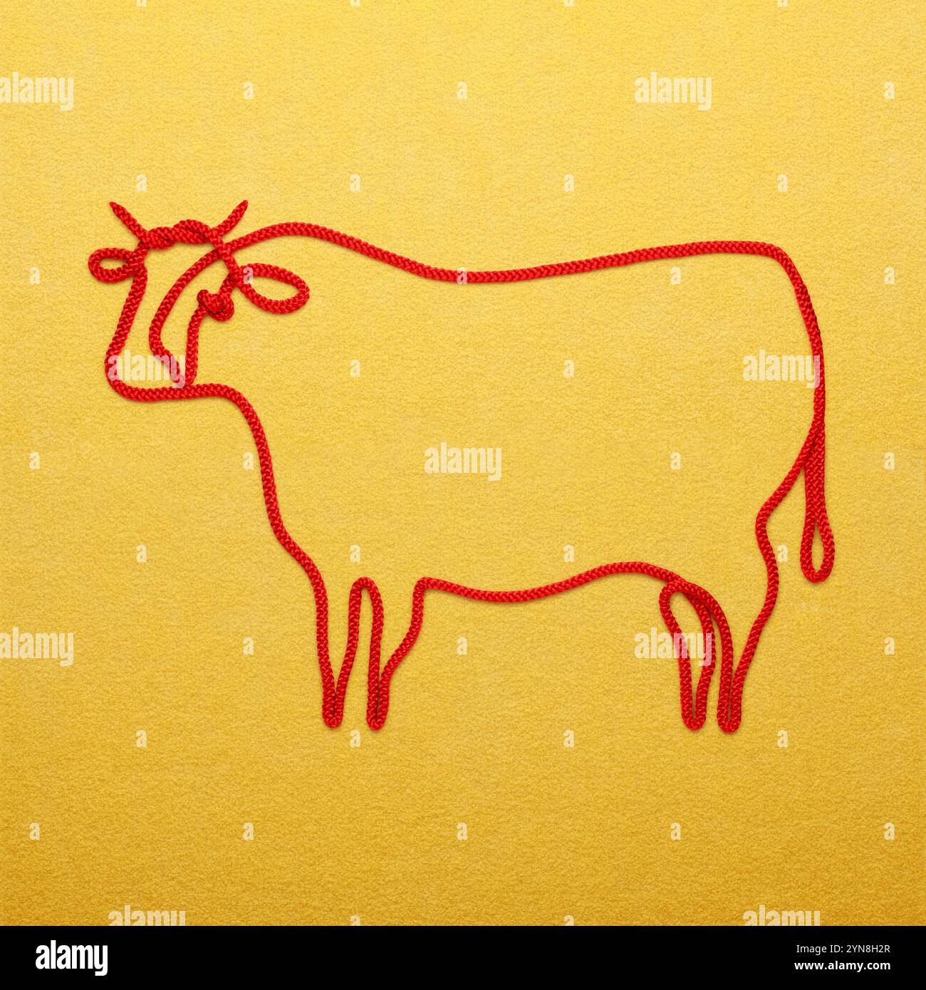 Image of an ox made with red string Stock Photo - Alamy