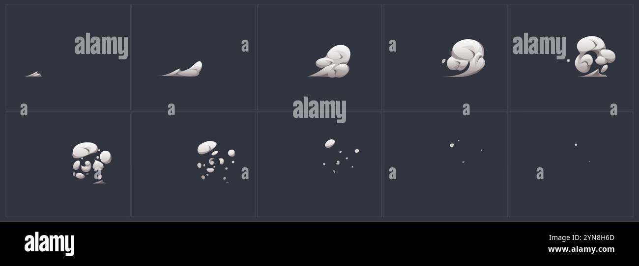 Animated sequence showing speed dust cloud movement and dissipation ...