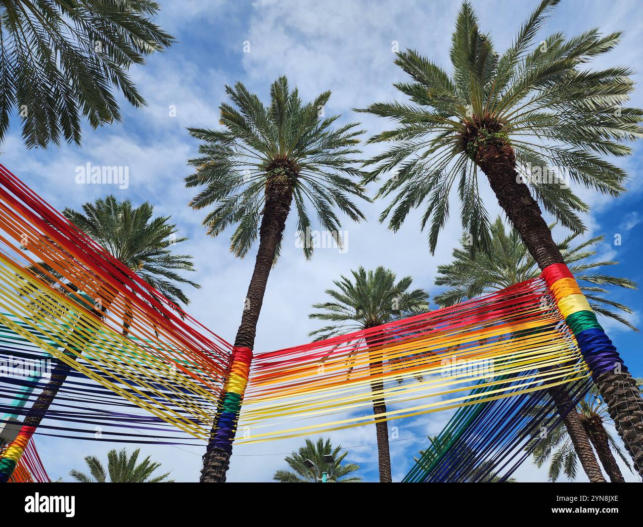 Pride installation in Miami. Palm tree. Summer vacation in South beach ...
