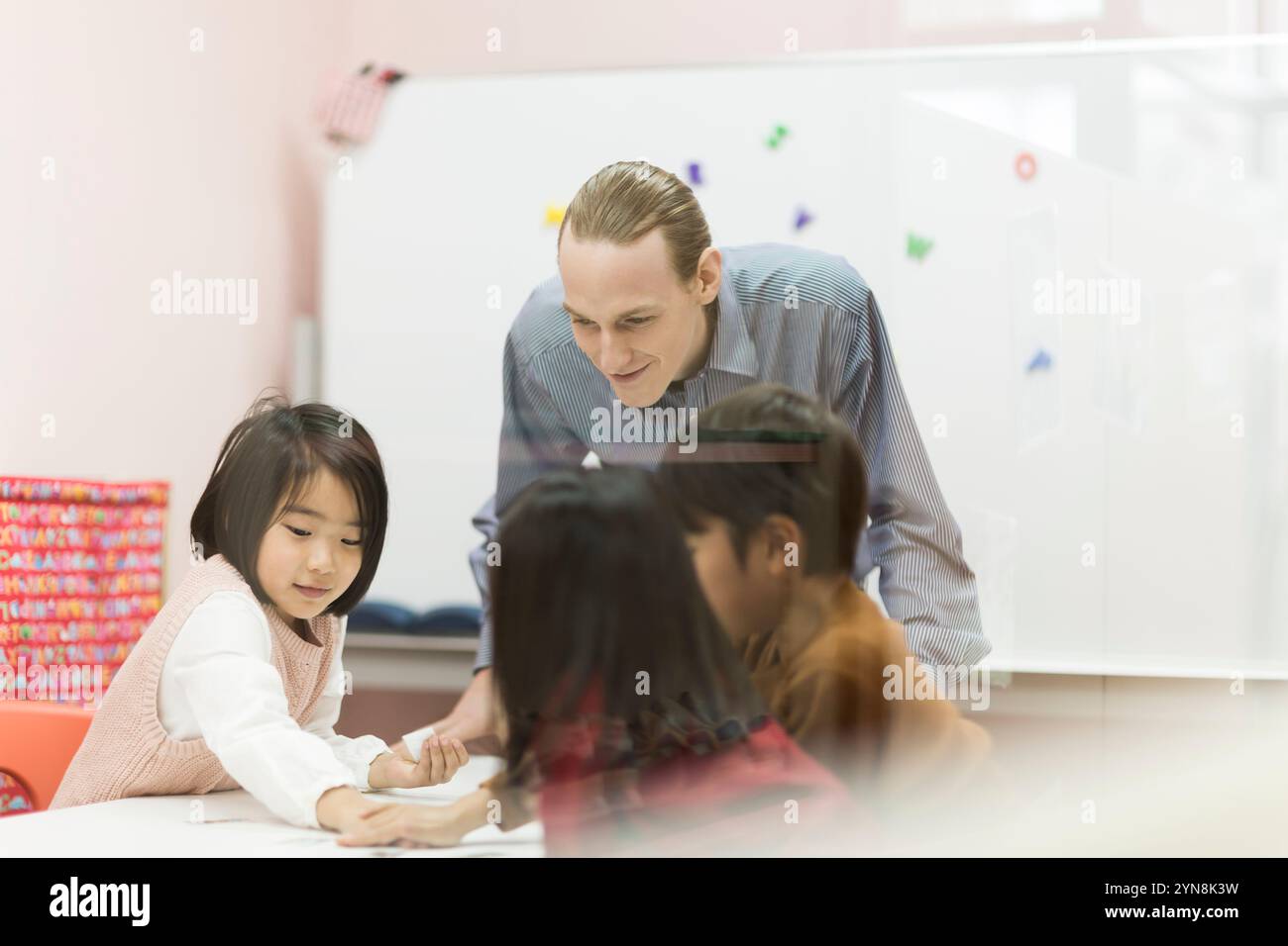 Teachers and children giving an English lesson Stock Photo - Alamy