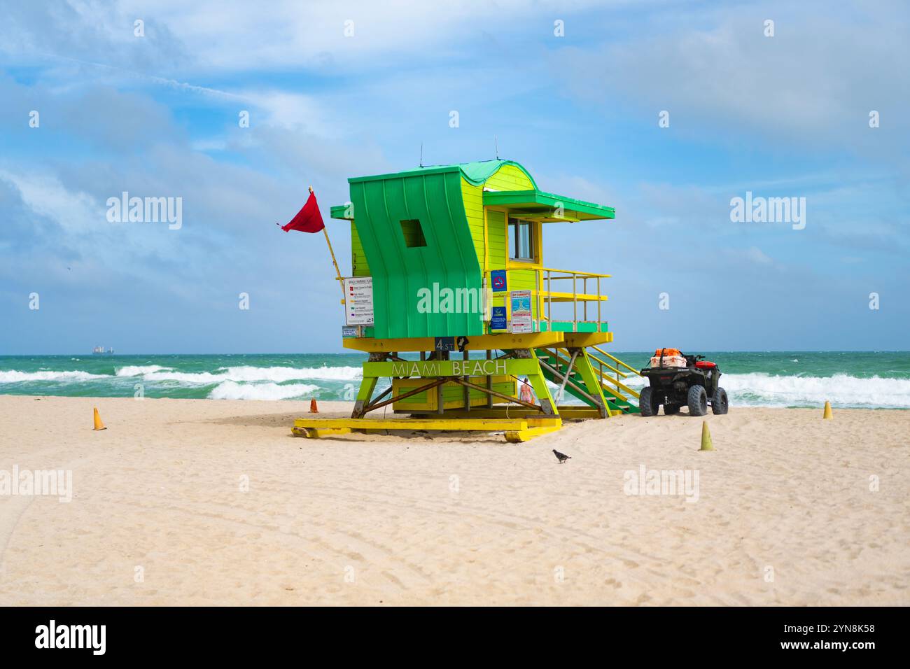 Miami South Beach. Lifeguard tower in South beach. Summer vacation. Sea ...