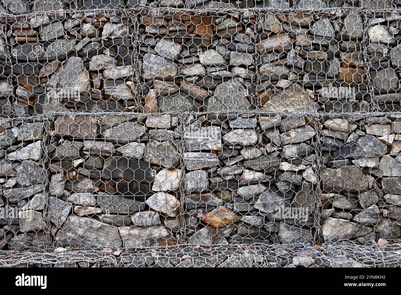 The newly constructed gabion walls, known as barrier walls, made of ...