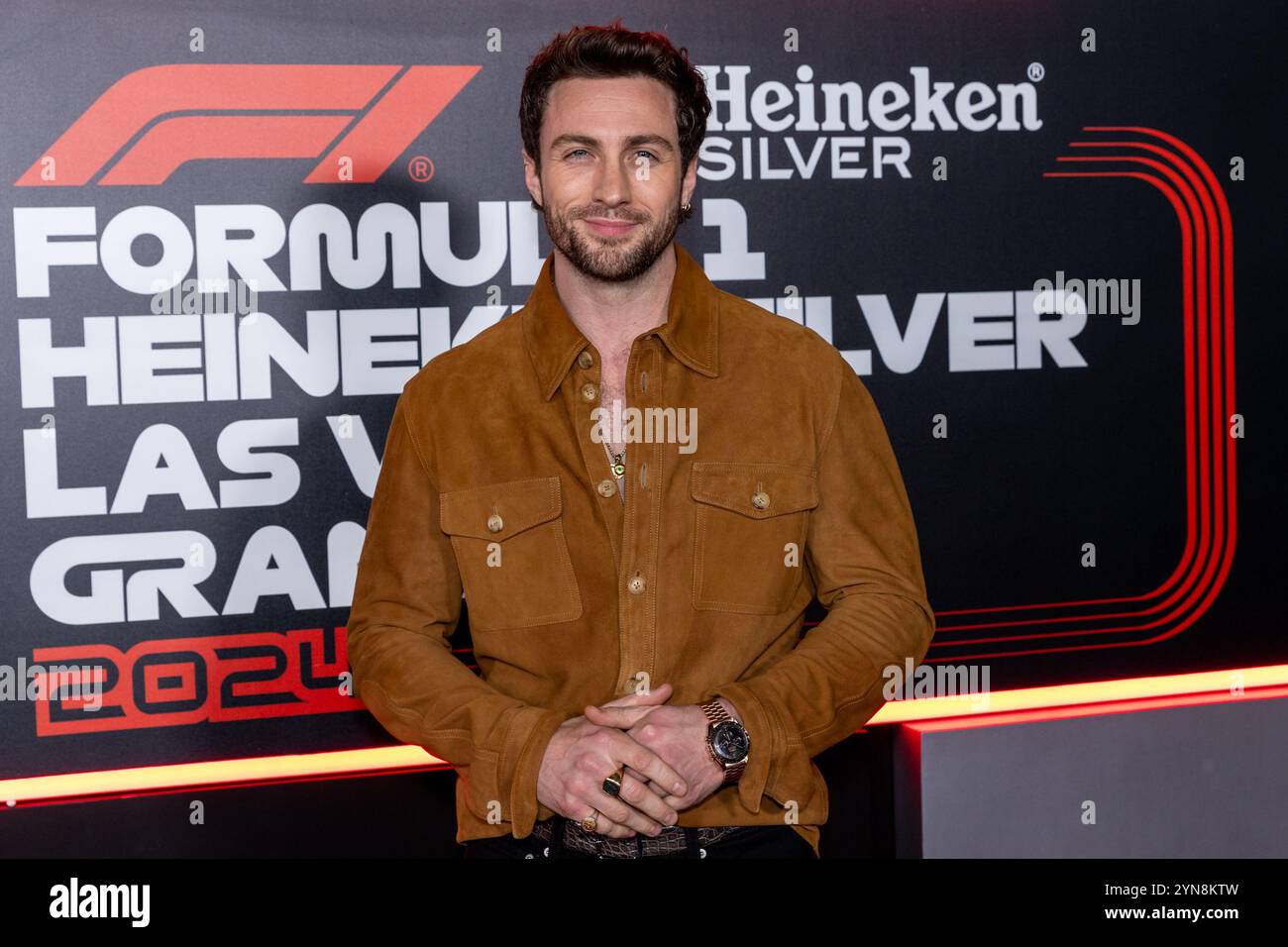 Aaron Taylor Johnson attends the FORMULA 1 HEINEKEN SILVER LAS VEGAS ...