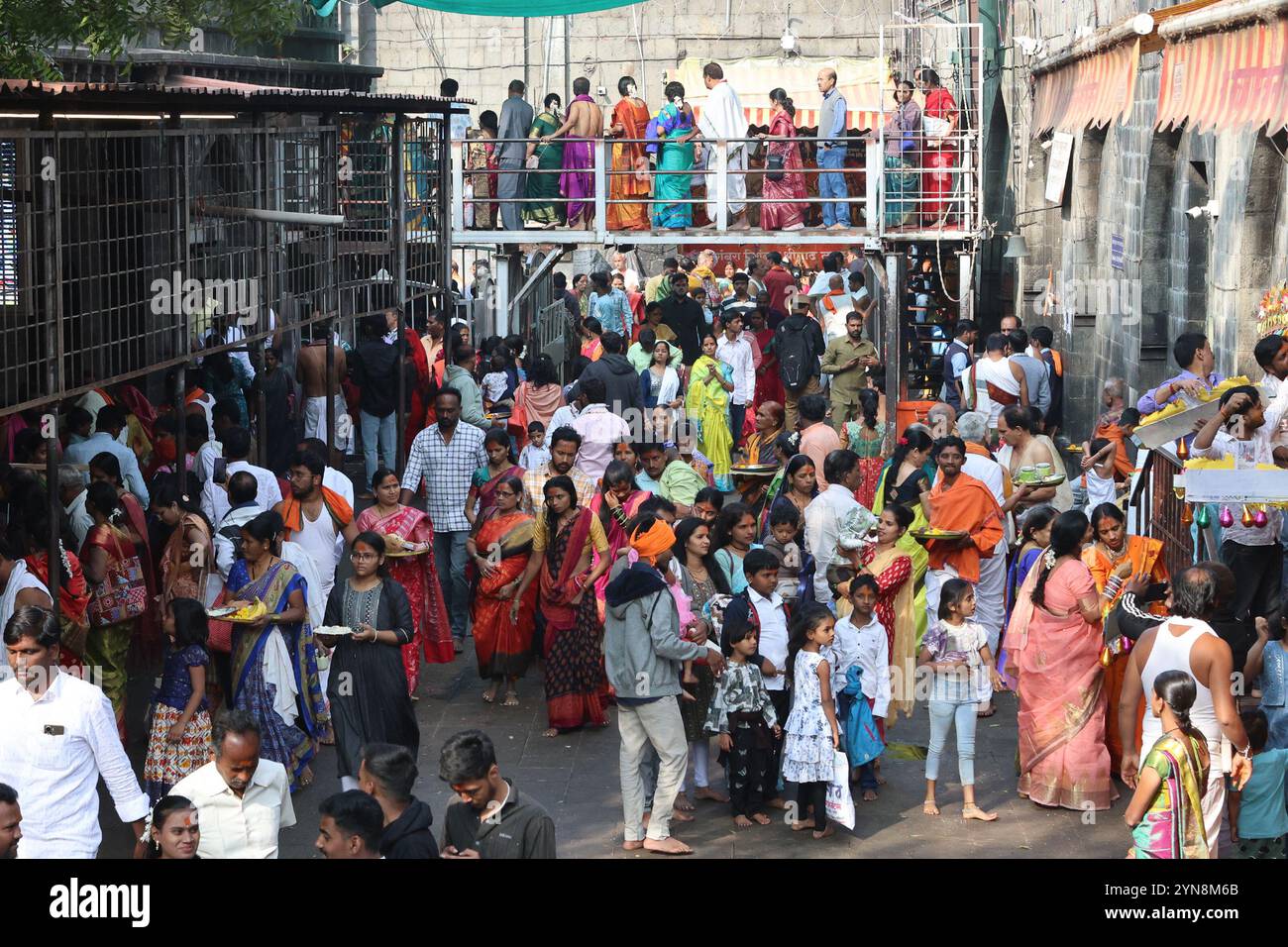 Pilgrims in the inner complex of the Sri Tuljabhavan Temple in Tuljapur ...