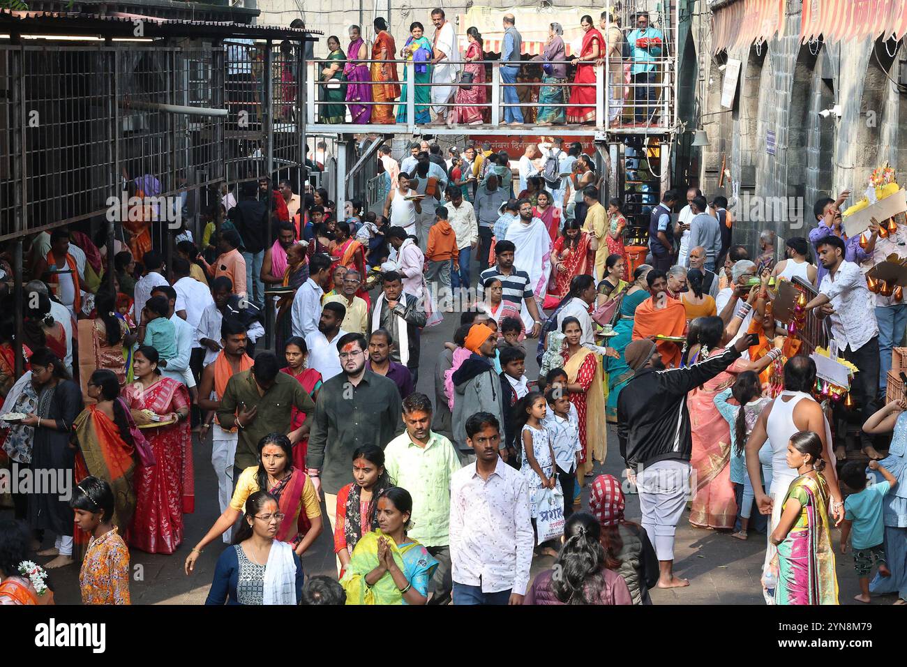 Pilgrims in the inner complex of the Sri Tuljabhavan Temple in Tuljapur ...