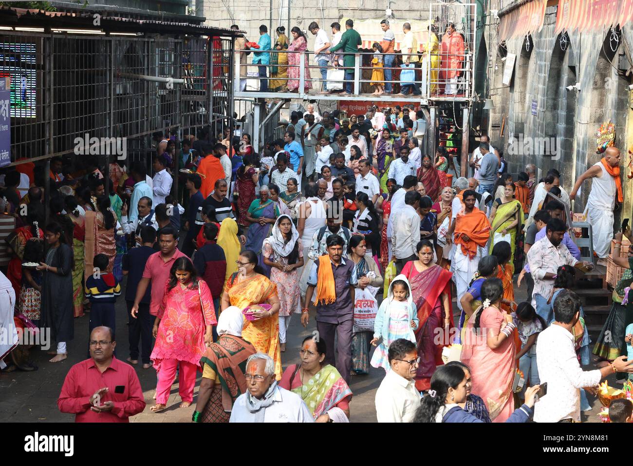 Pilgrims in the inner complex of the Sri Tuljabhavan Temple in Tuljapur ...