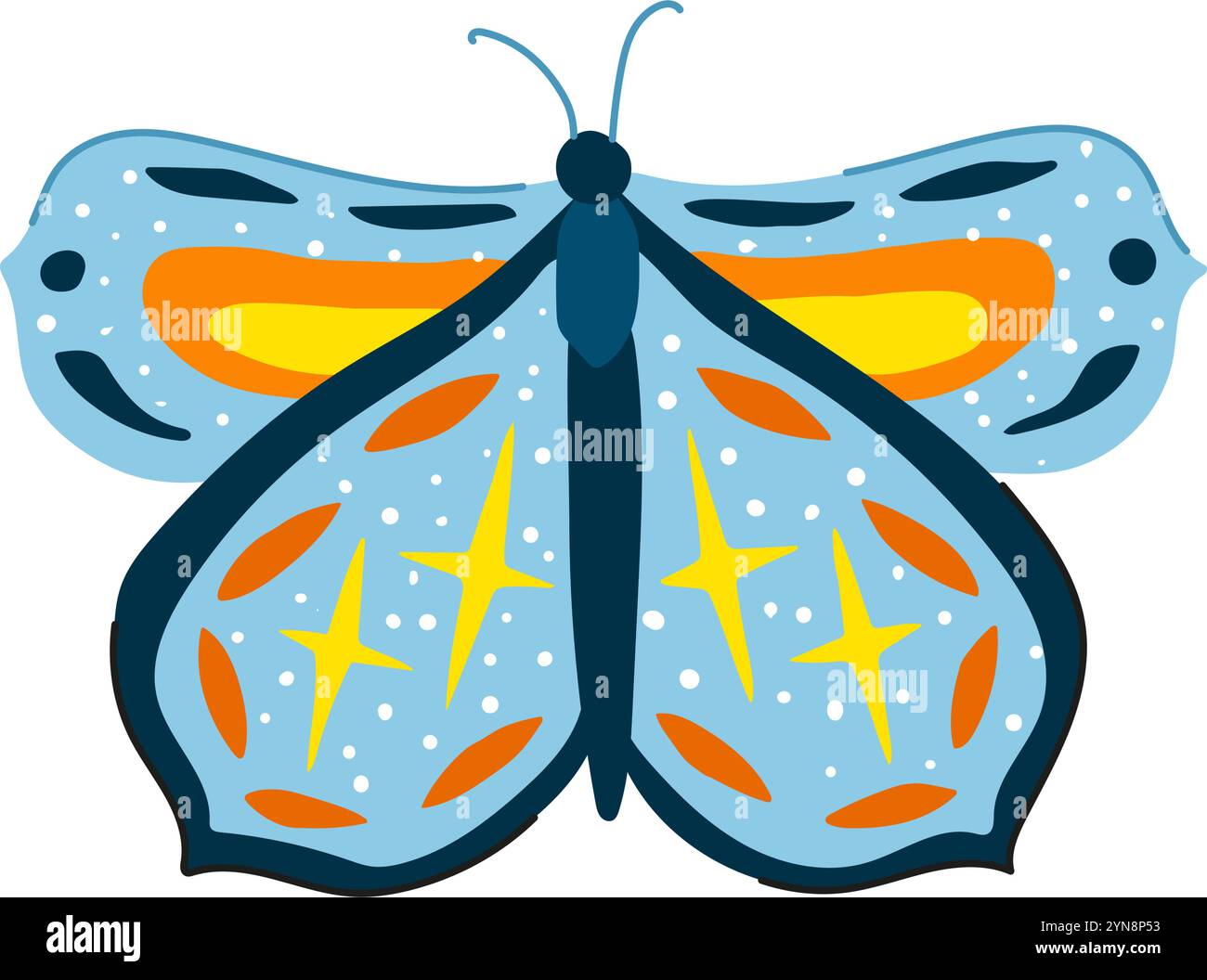 trendy boho moth cartoon vector illustration Stock Vector Image & Art ...