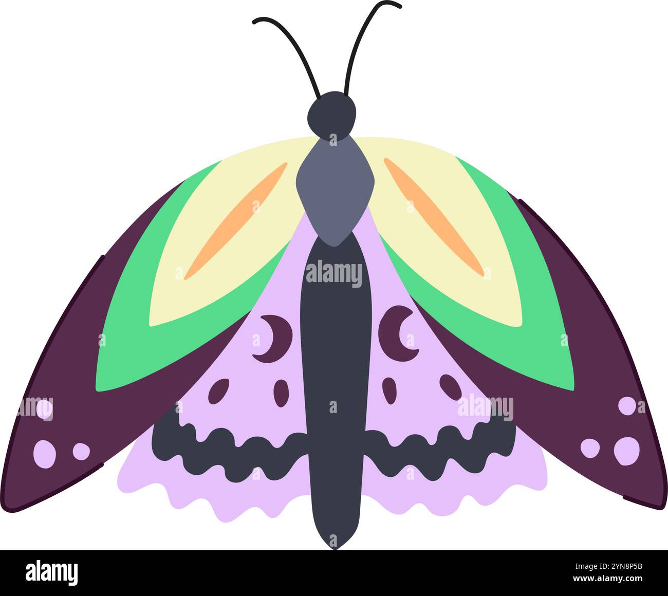 chic boho moth cartoon vector illustration Stock Vector Image & Art - Alamy