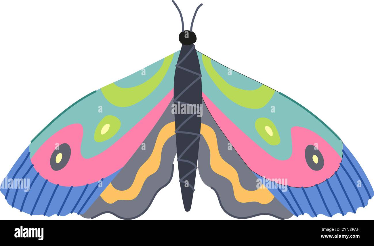 vintage boho moth cartoon vector illustration Stock Vector Image & Art ...