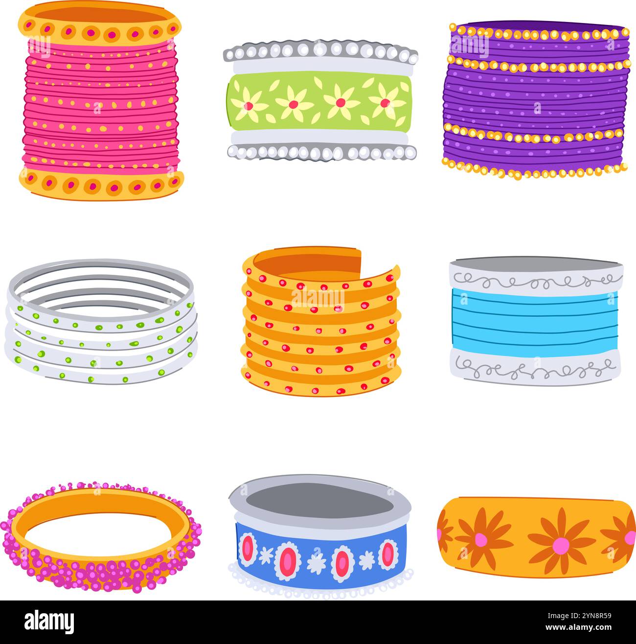 bracelet churi indian set cartoon vector illustration Stock Vector ...