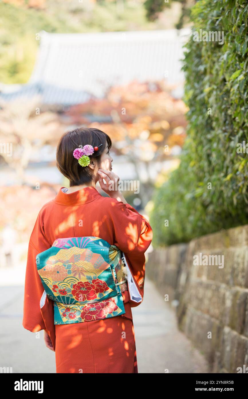 Back view of woman in kimono Stock Photo - Alamy