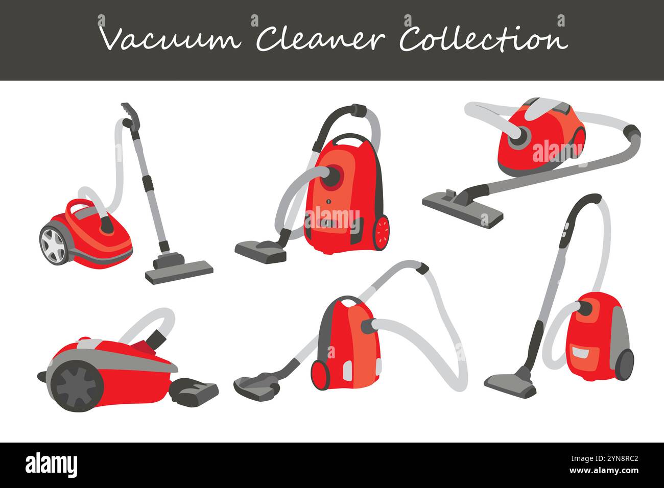 vacuum cleaner collection in different poses. Vector illustration Stock ...
