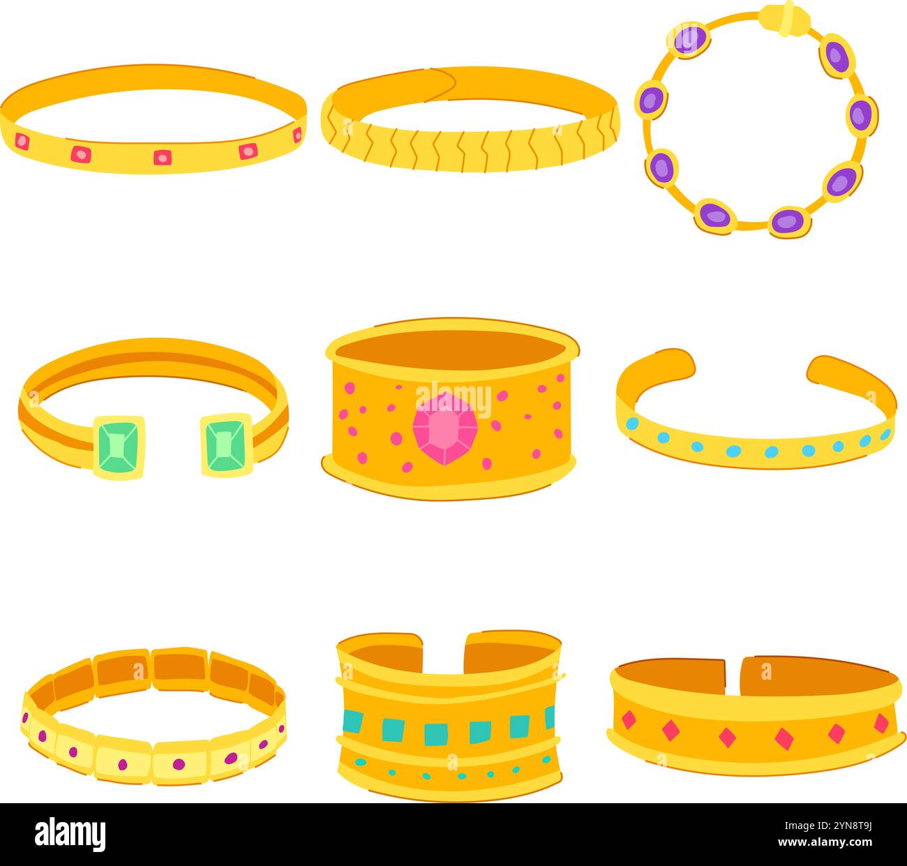 bracelet gold set cartoon vector illustration Stock Vector Image & Art ...