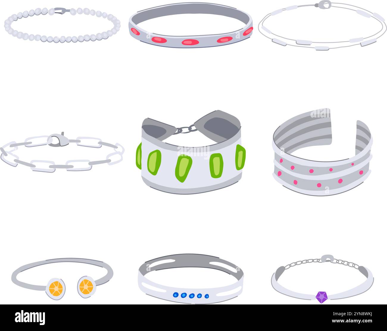 bracelet silver set cartoon vector illustration Stock Vector Image ...