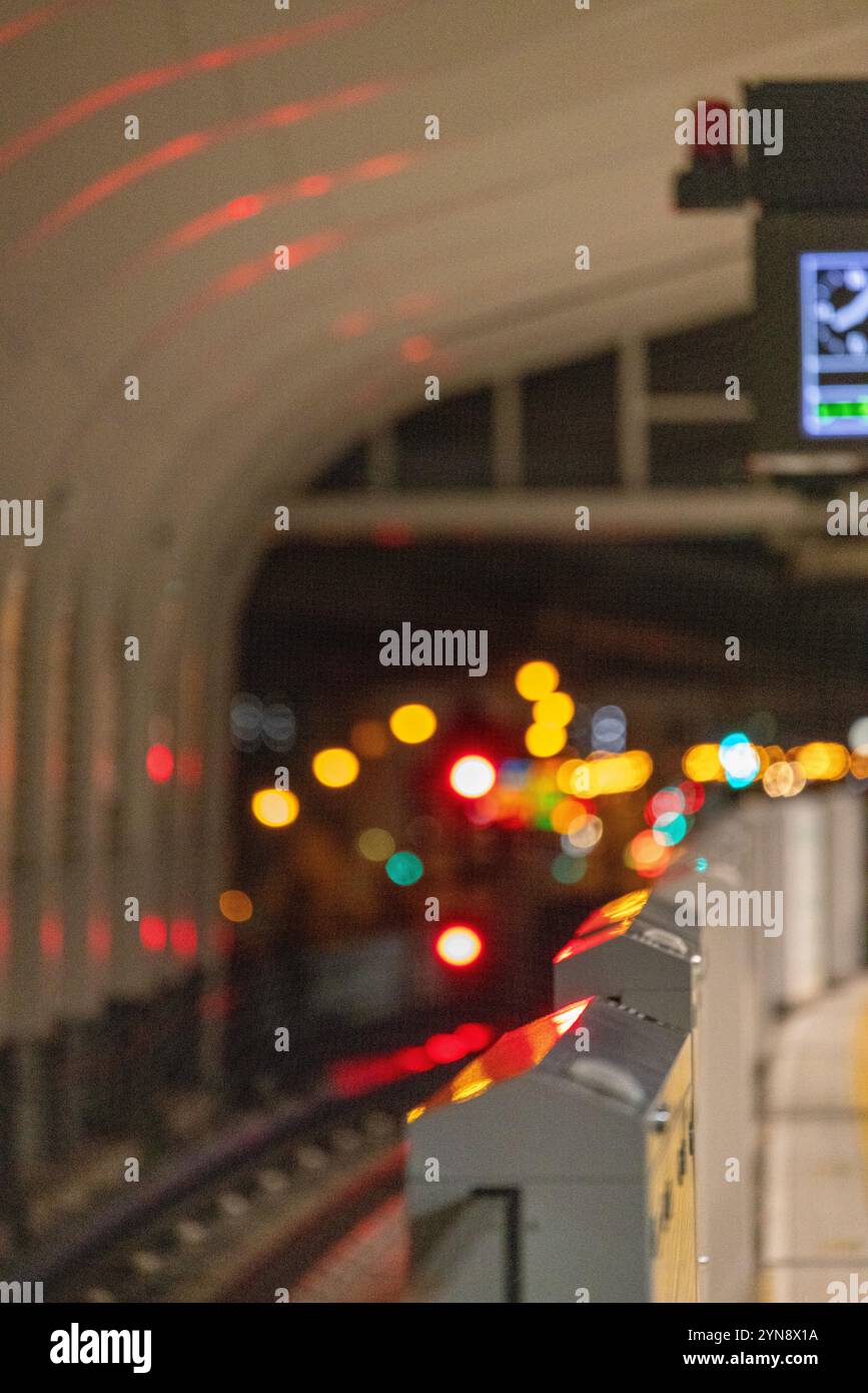 Blurred Night Lights at a Subway Platform, Osaka Stock Photo - Alamy