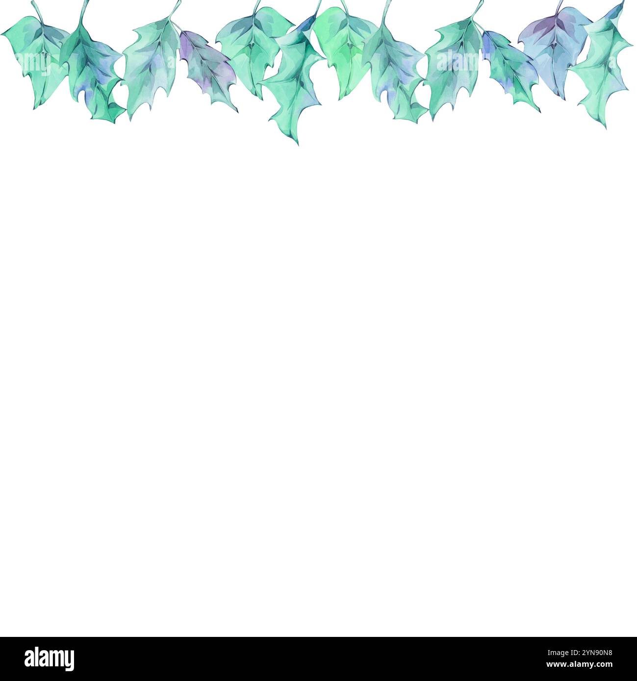Holly Leaves Border Watercolor Stock Photo - Alamy
