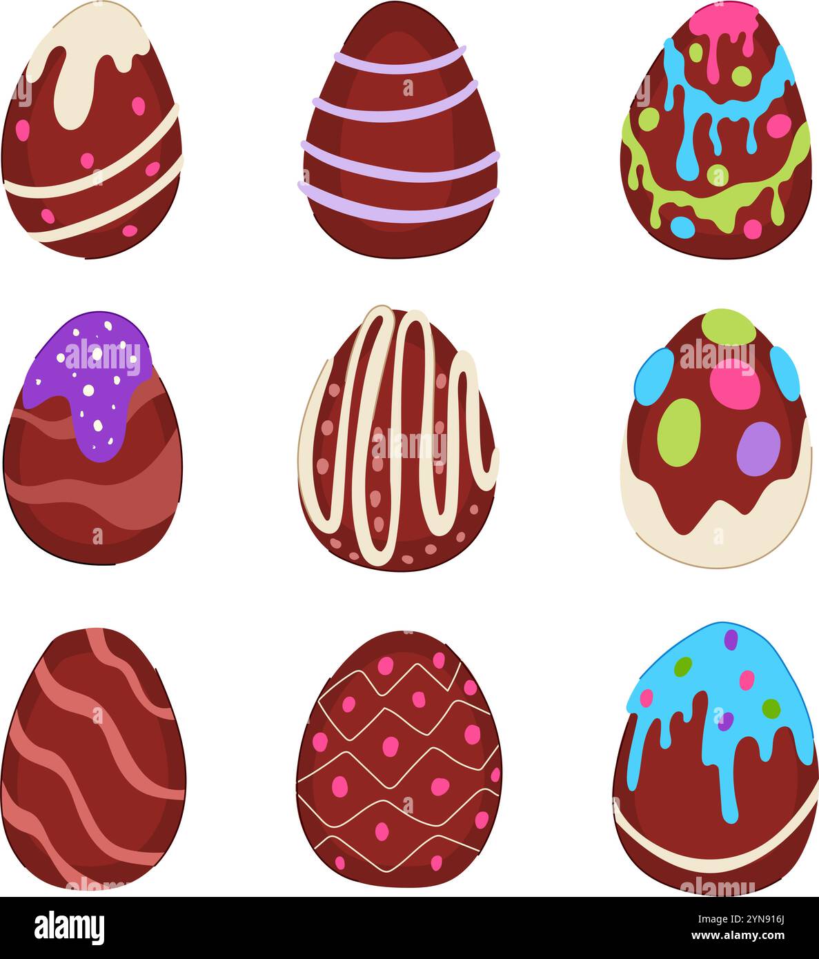 chocolate egg set cartoon vector illustration Stock Vector Image & Art ...