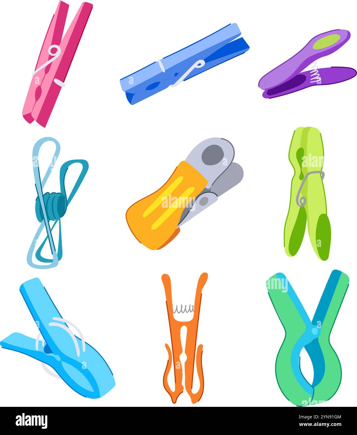 clothespin set cartoon vector illustration Stock Vector Image & Art - Alamy