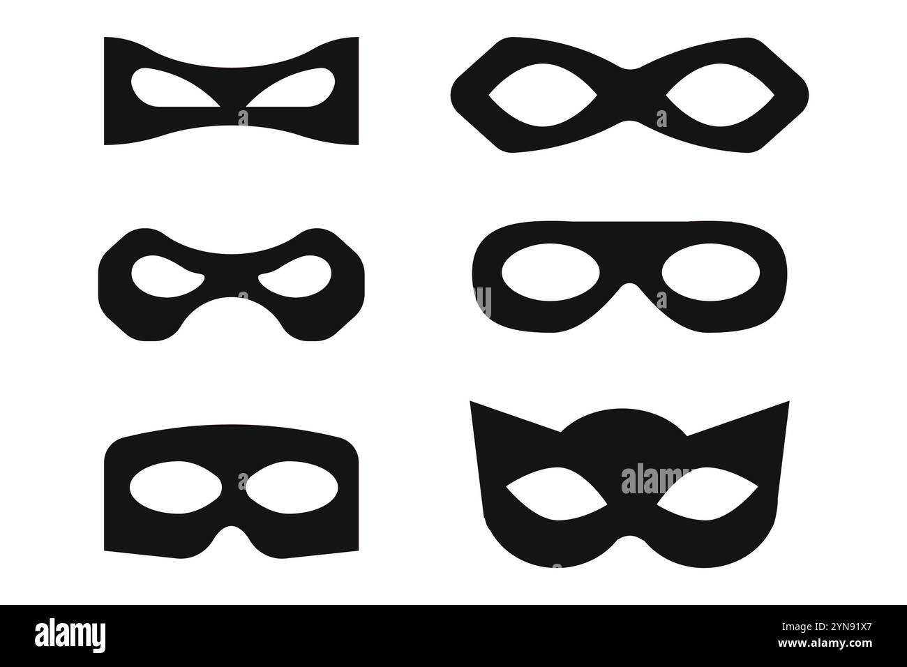 Incognito mask, villain or robber hide face element, black silhouette ...