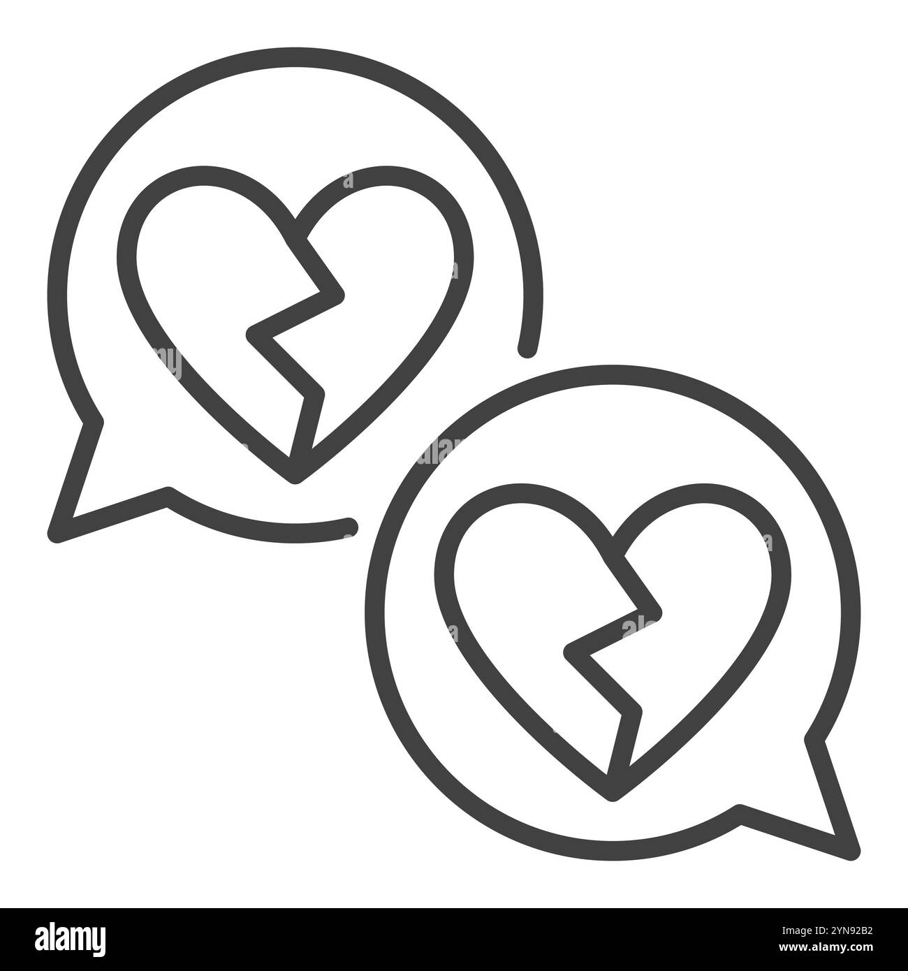 Broken Hearts in Speech Bubbles vector Romantic Struggle icon or symbol ...