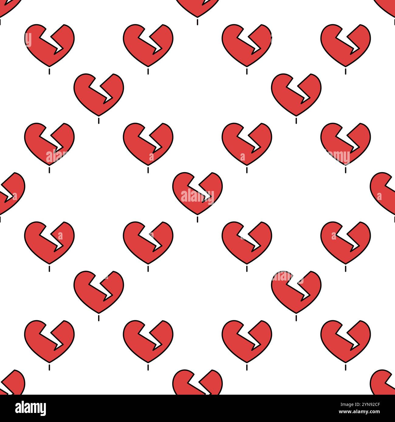Heartbreak vector Love Lost Red seamless pattern or Sadness concept ...
